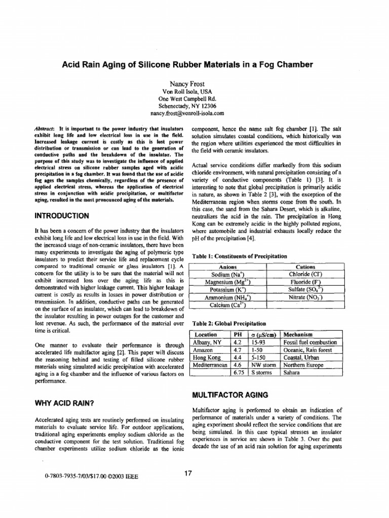 Acid Rain Effects on Silicone Rubber Aging | PDF | Insulator ...
