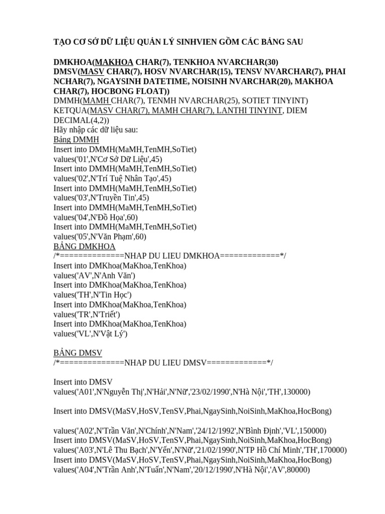 Bai TH C Hành Cho Sinhvien | PDF