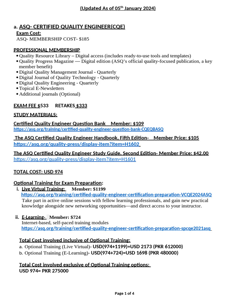 ASQ- CQE (5 Jan 2024) | PDF | Iso 9000