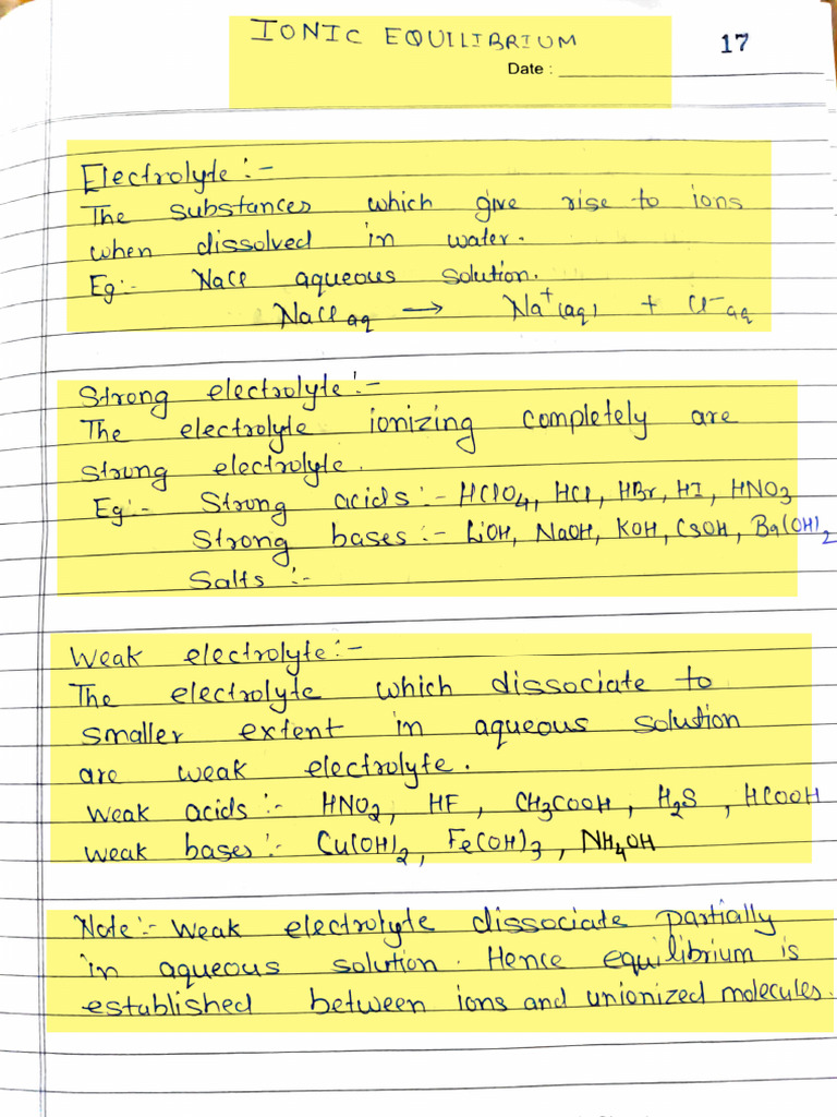 Ionic Equilibria Highlighted | PDF