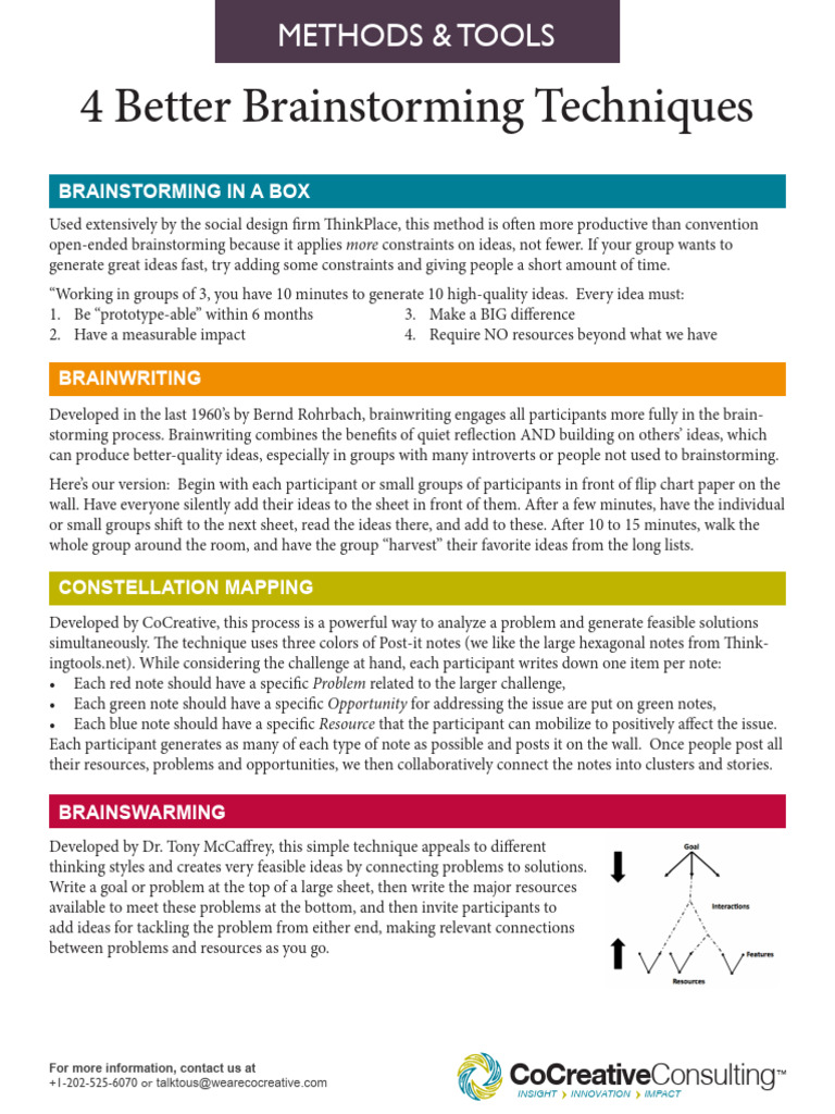 4 Better Brainstorming Techniques | PDF | Brainstorming | Human Communication
