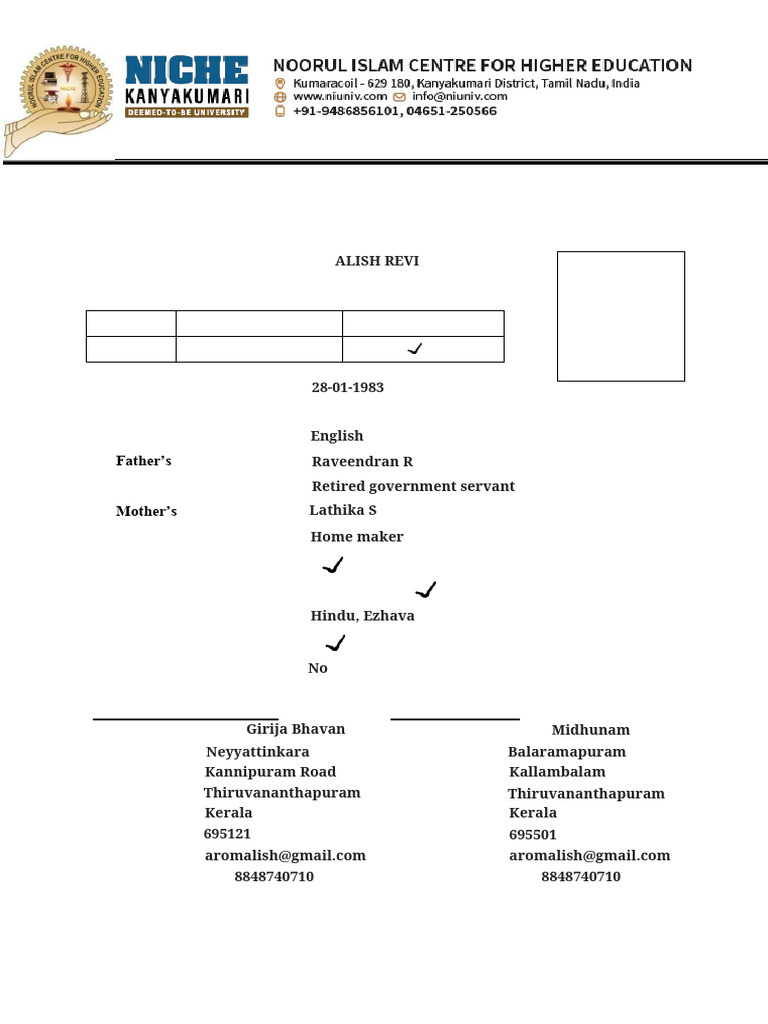 2024 NICHE BRDC PhD Interview Application Form -14 (1) | PDF ...