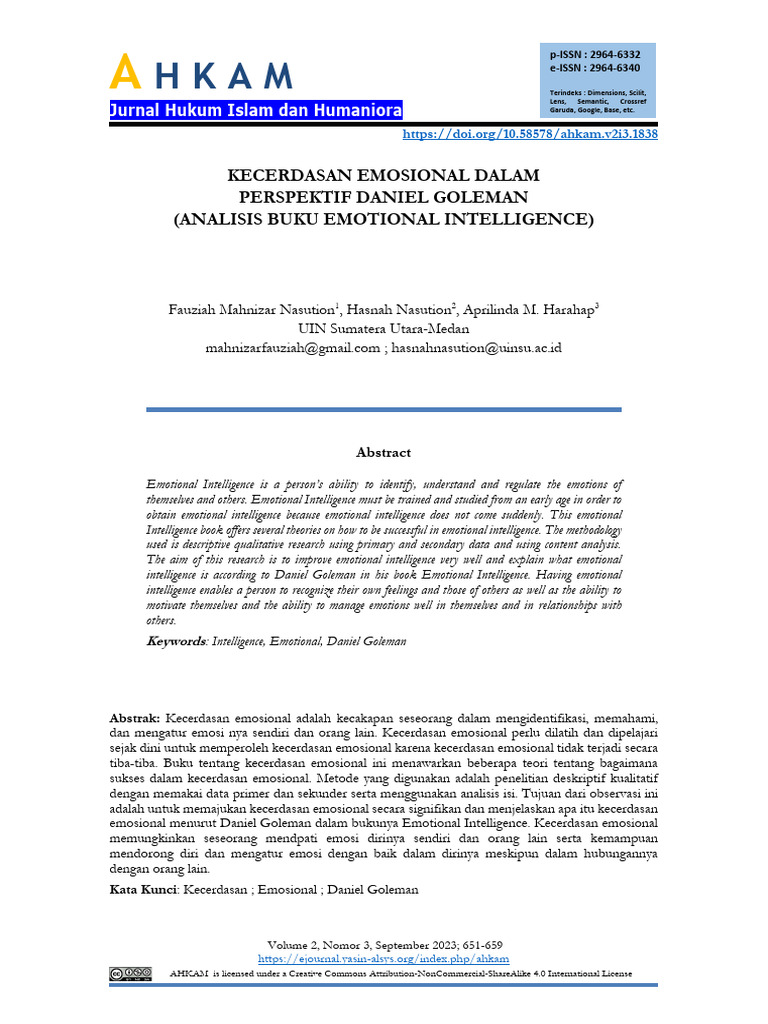 Kecerdasan Emosional Dalam Perspektif Daniel Golem | PDF
