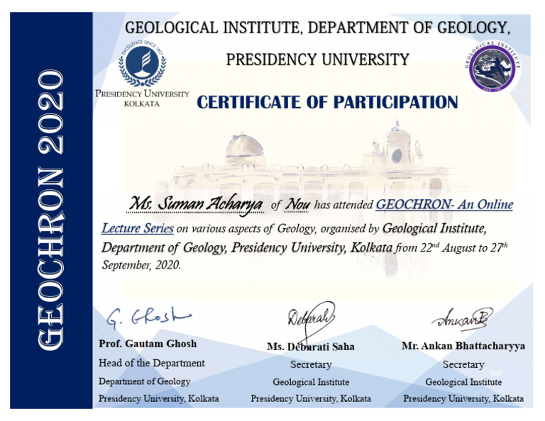 GEOCHRON 2020 (Certicate of Participation) - 16 | PDF