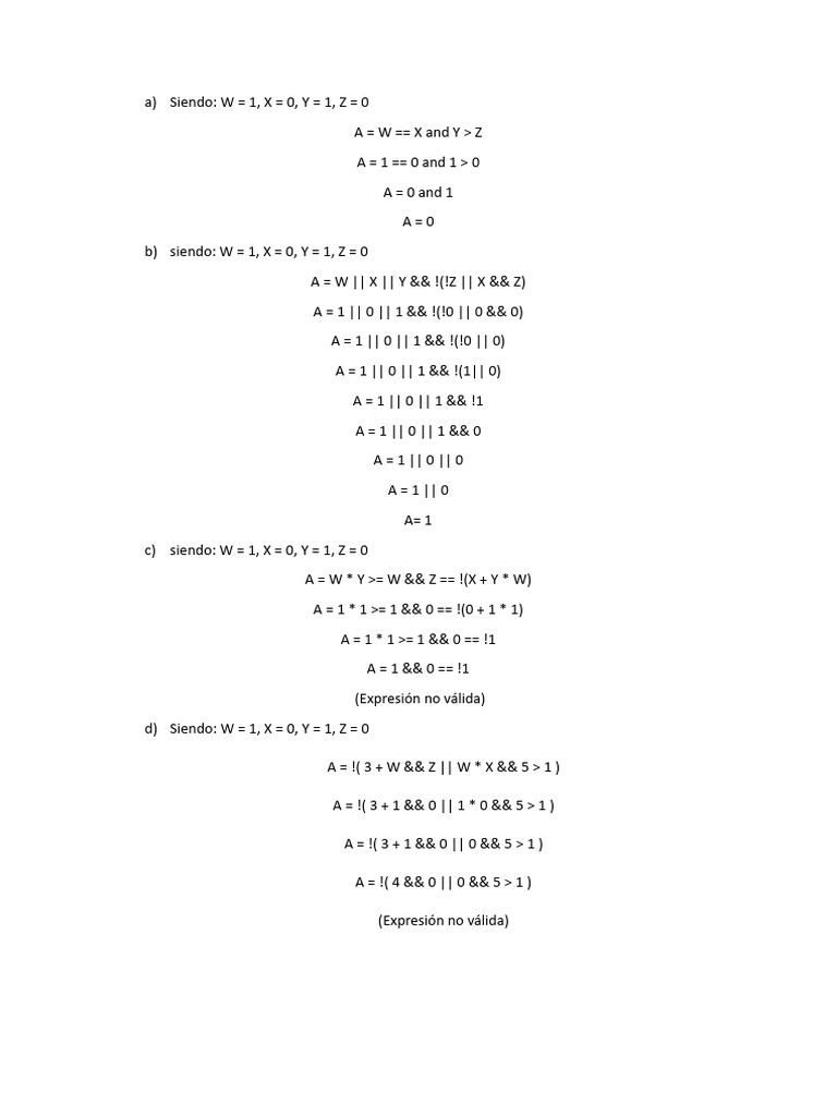Evaluación de operadores lógicos | PDF