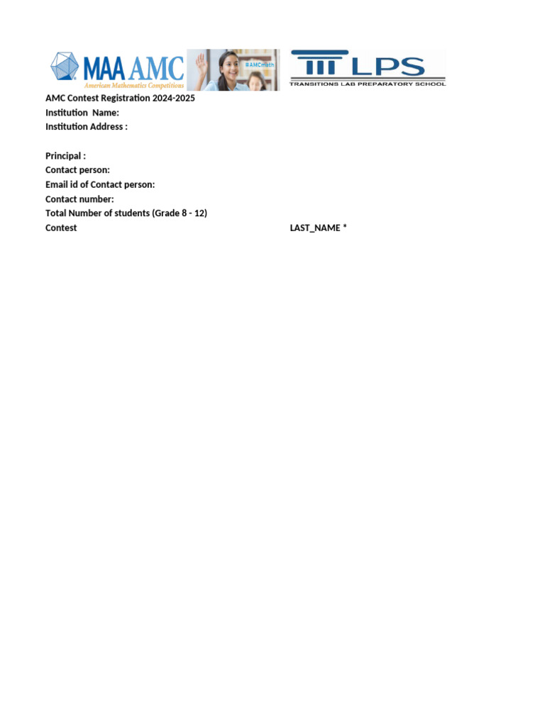 Group Registration Form 2024-2025 | PDF