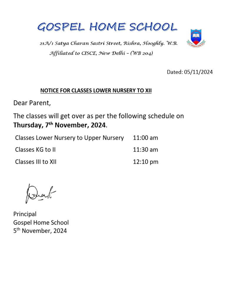Notice - Classes LN To XII Chat Puja | PDF