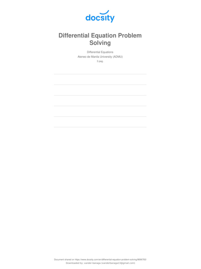docsity-differential-equation-problem-solving | PDF | Eigenvalues And Eigenvectors | Matrix ...