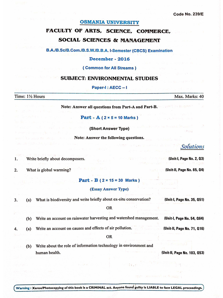 EVS Old Question Papers | PDF
