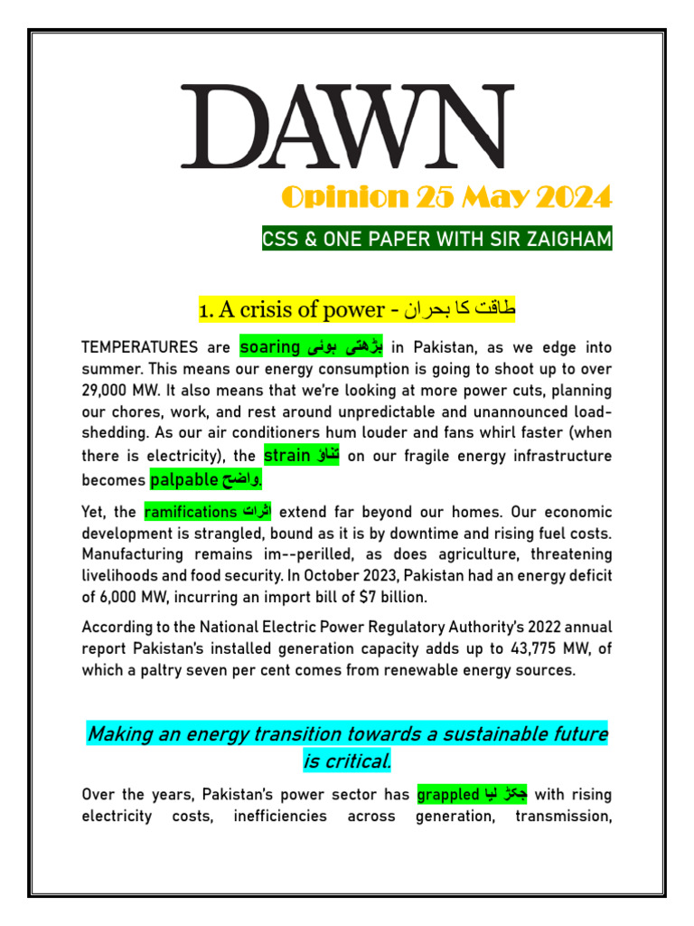 Dawn Opinion 25 May 2024 | PDF