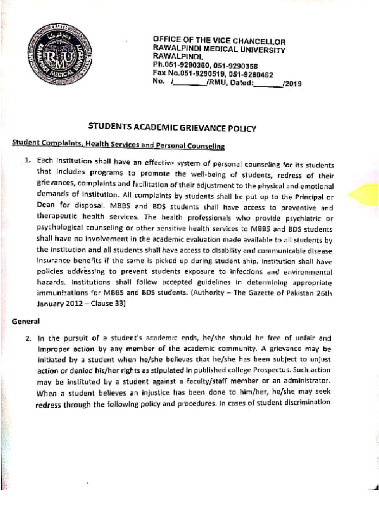 Student Academic Grievance Policy | PDF