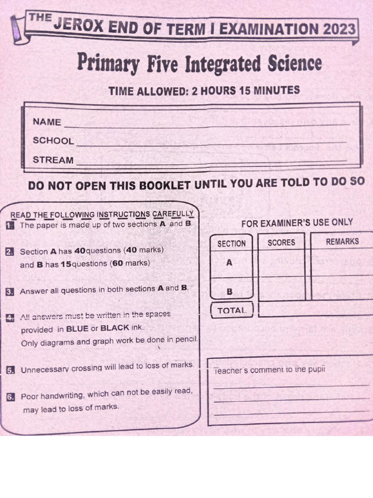 The Jerox End of Term 1 P.5 Science 2023 | PDF