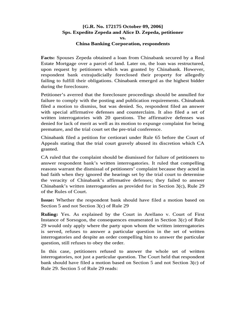 Rule 29 Section 5 G.R. No. 172175 | PDF | Foreclosure | Complaint