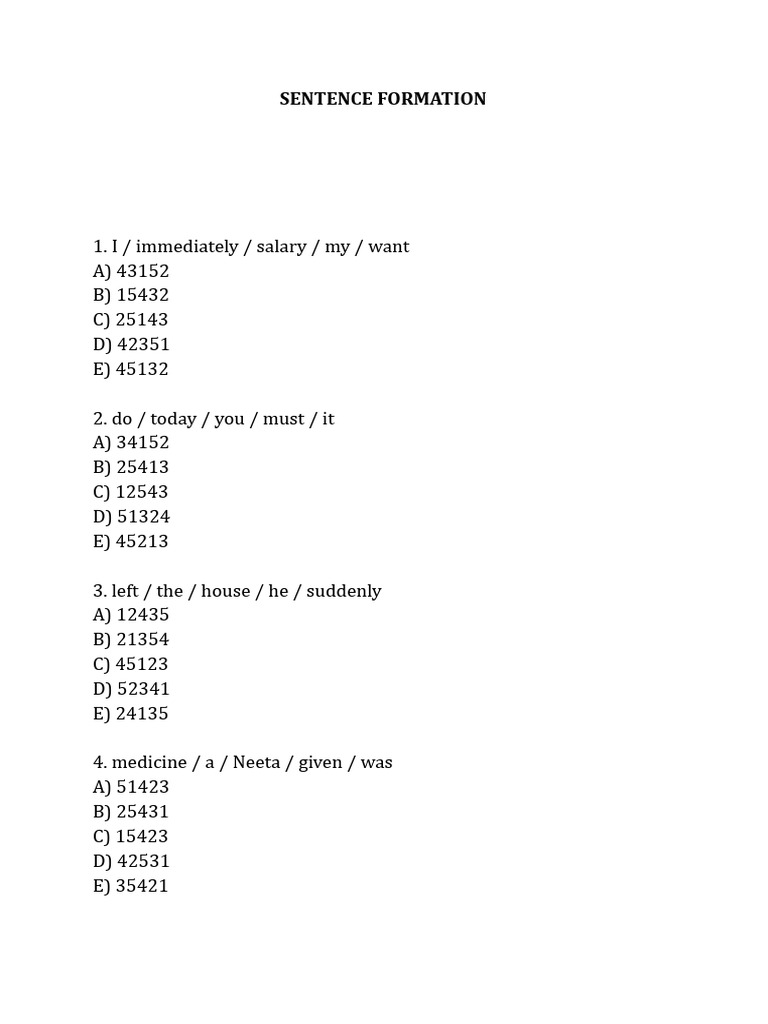 SENTENCE FORMATION -1 | PDF
