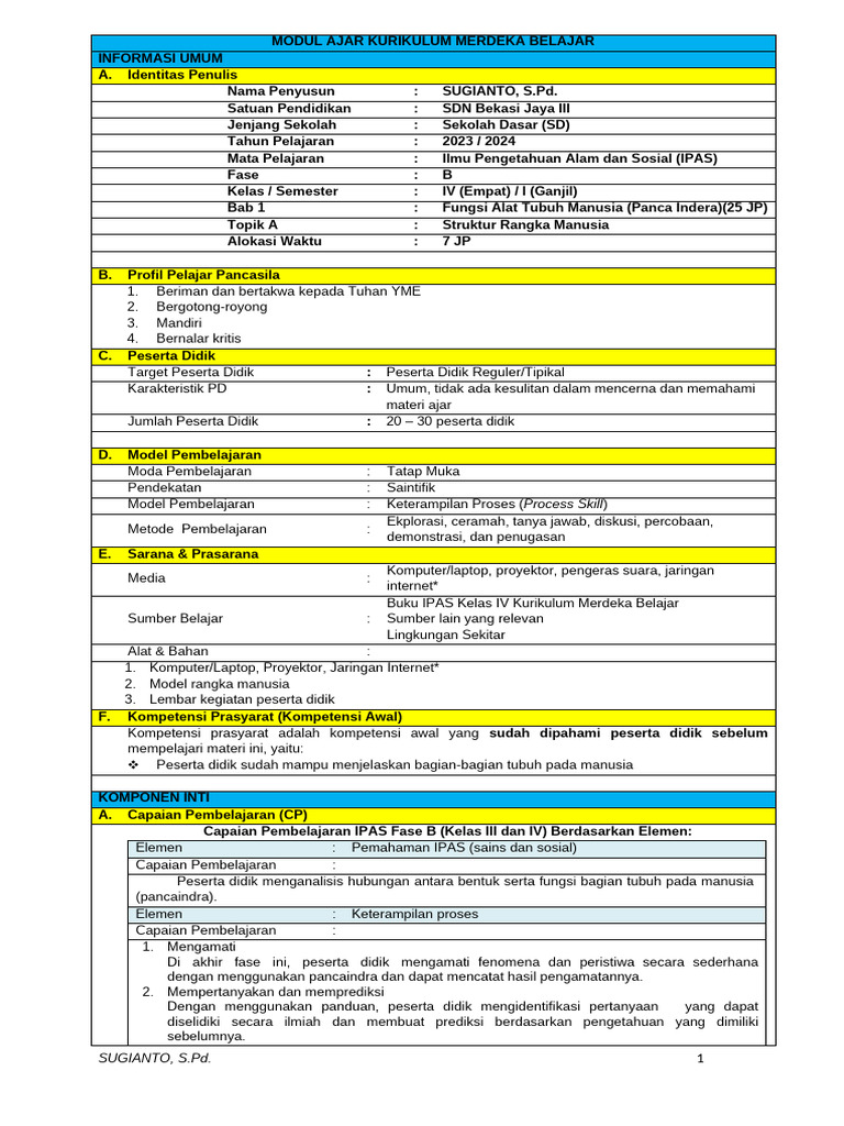 Modul Ipas Kls 4 Sms 1 | PDF