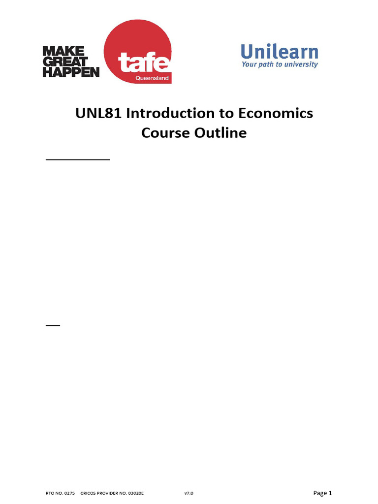 Introduction to Economics Course Outline | PDF | Government Budget ...