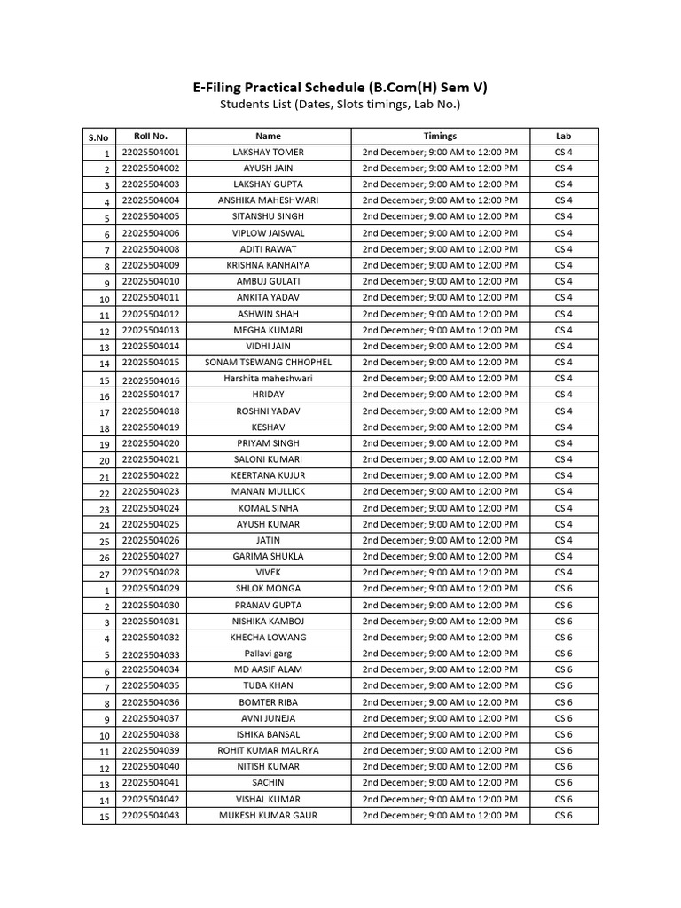 E - Filing Practical Schedule | PDF