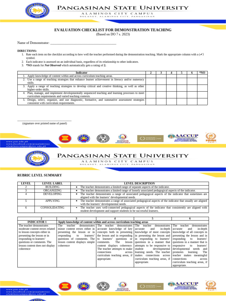 Evaluation DO 7 S 2023 REVISE | PDF | Teachers | Curriculum
