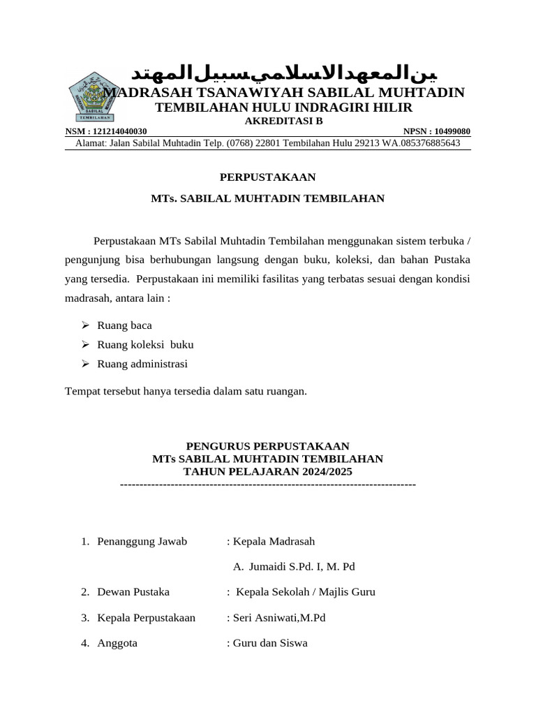 Program Kerja Pustaka 2024 | PDF