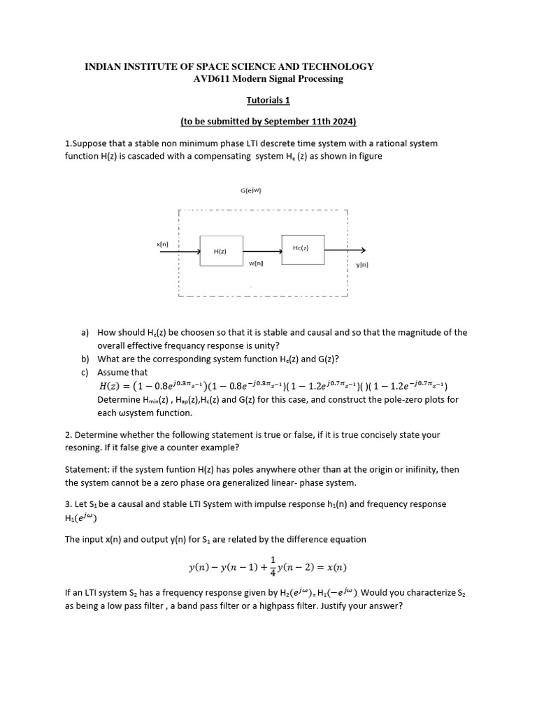 Tutorial 1 MDSP 2024 | PDF | Signal Processing | Telecommunications Engineering