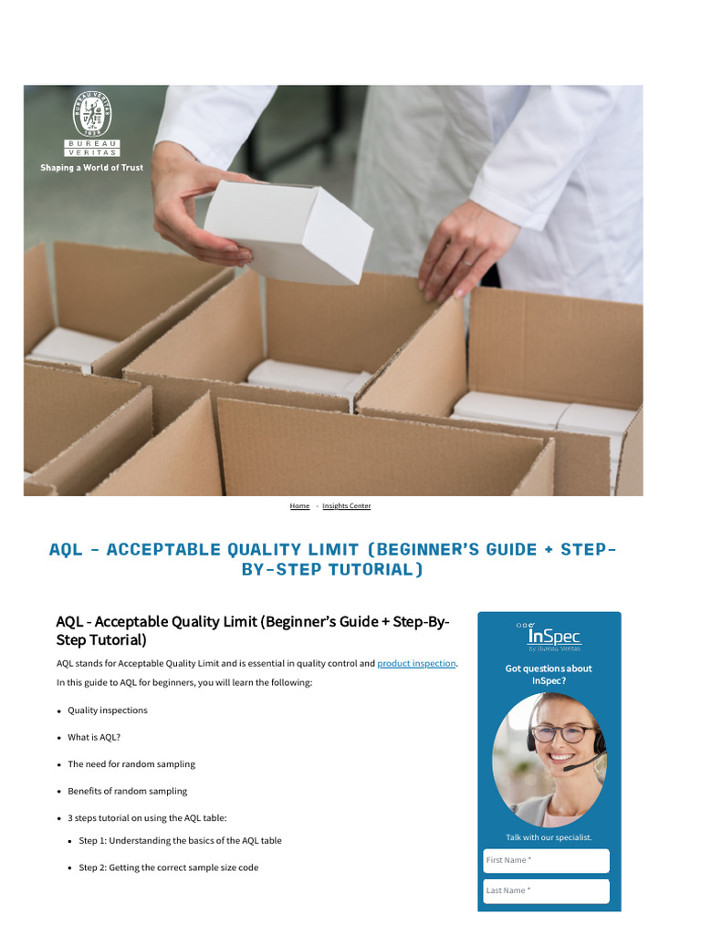 AQL Acceptable Quality Limit (Step-By-Step Tutorial) - InSpec by BV | PDF | Sampling (Statistics ...
