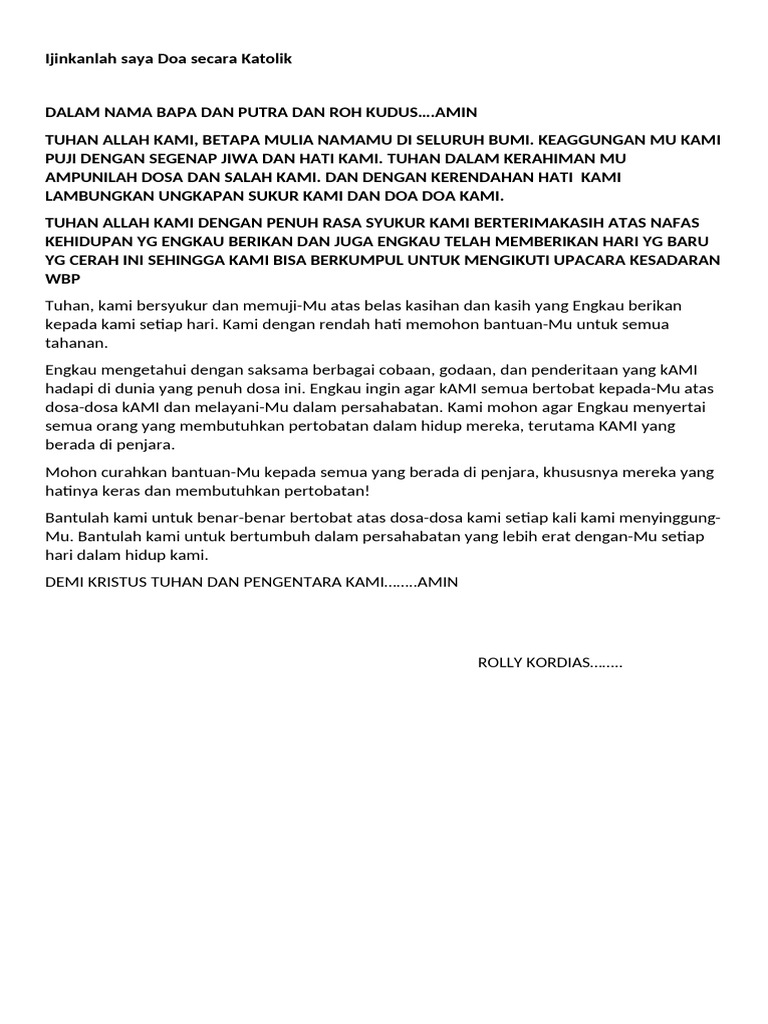 Ijinkanlah saya Doa secara Katolik APEL | PDF