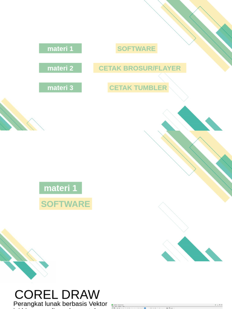 Materi 1 Materi 2 Materi 3: Software Cetak Brosur/Flayer Cetak Tumbler ...