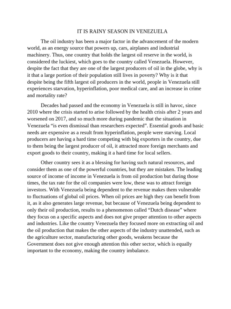 It is Rainy Season in Venezuela | PDF | Venezuela | Price Of Oil