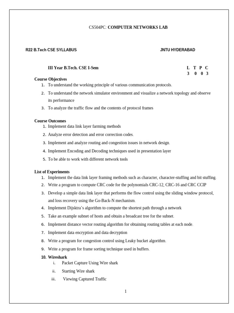 Cn Lab Manual - r22 | PDF | Computer Network | Transmission Control Protocol