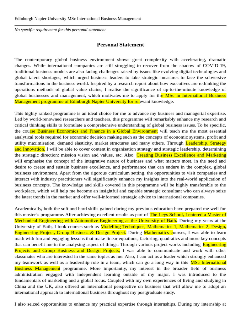 Xing GU_PS_Edinburgh Napier University MSc International Business ...