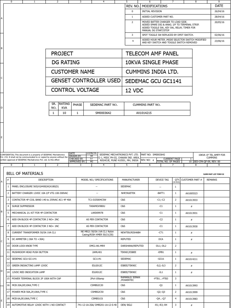 Ax1014215 - 10kva 1P Tel Amfp | PDF | Switch | Components