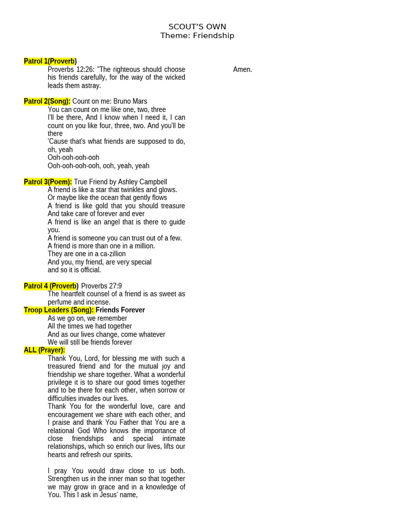 Scouts Own | PDF