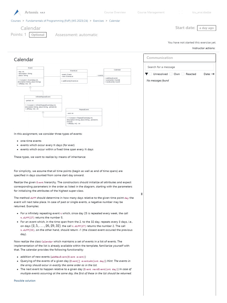 Calendar | PDF | Parameter (Computer Programming) | Computer Programming