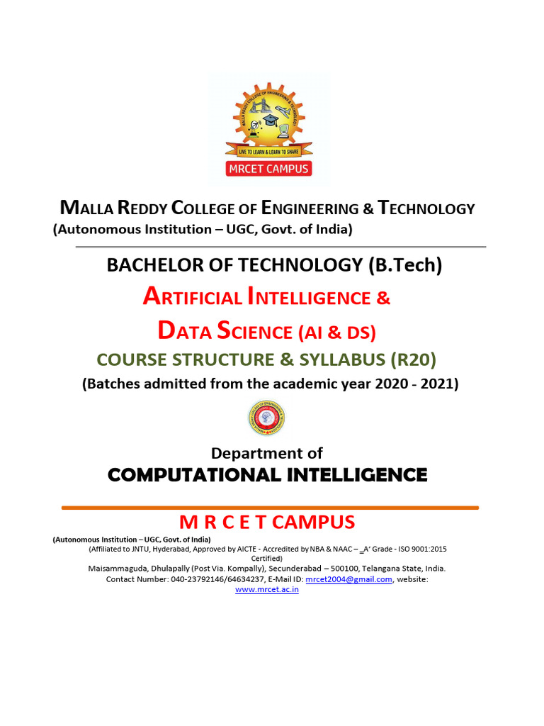 B.tech (Aids) r20 Revised Syllabus Final 9.5.23 | PDF | Pointer (Computer Programming ...