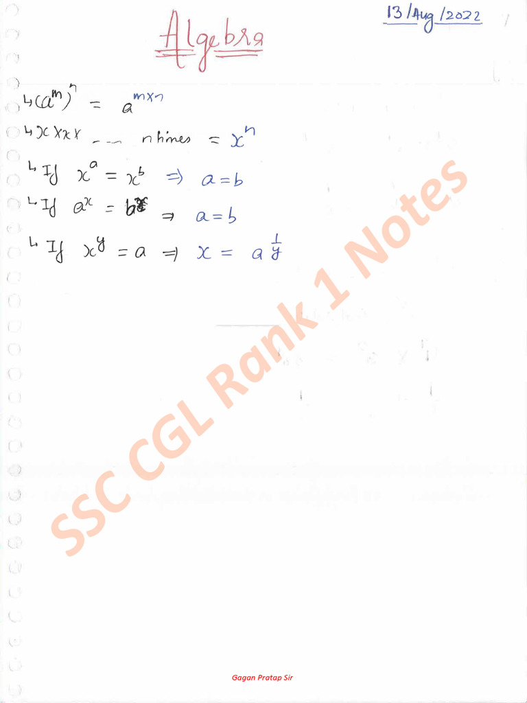Algebra Notes | PDF