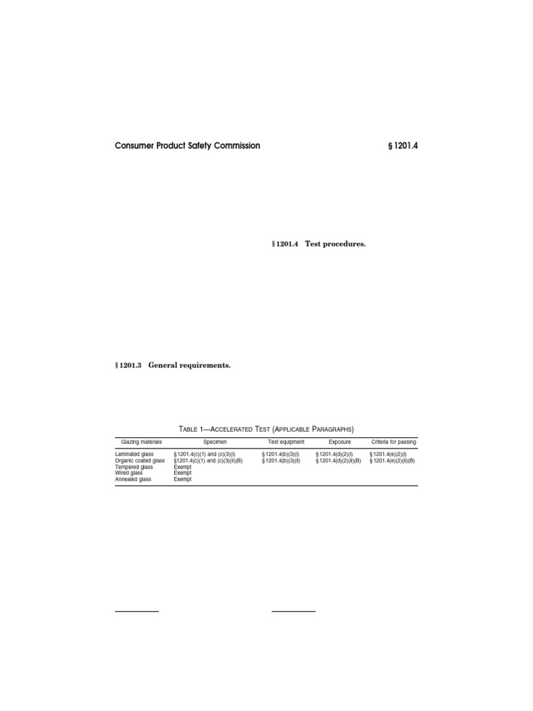 16cfr1201.3 | PDF | Glasses | Building Materials