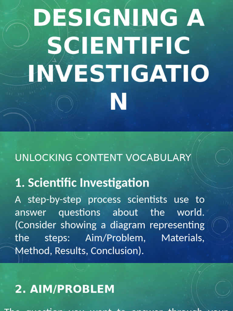 Designing A Scientific Investigation | PDF | Experiment | Scientific Method