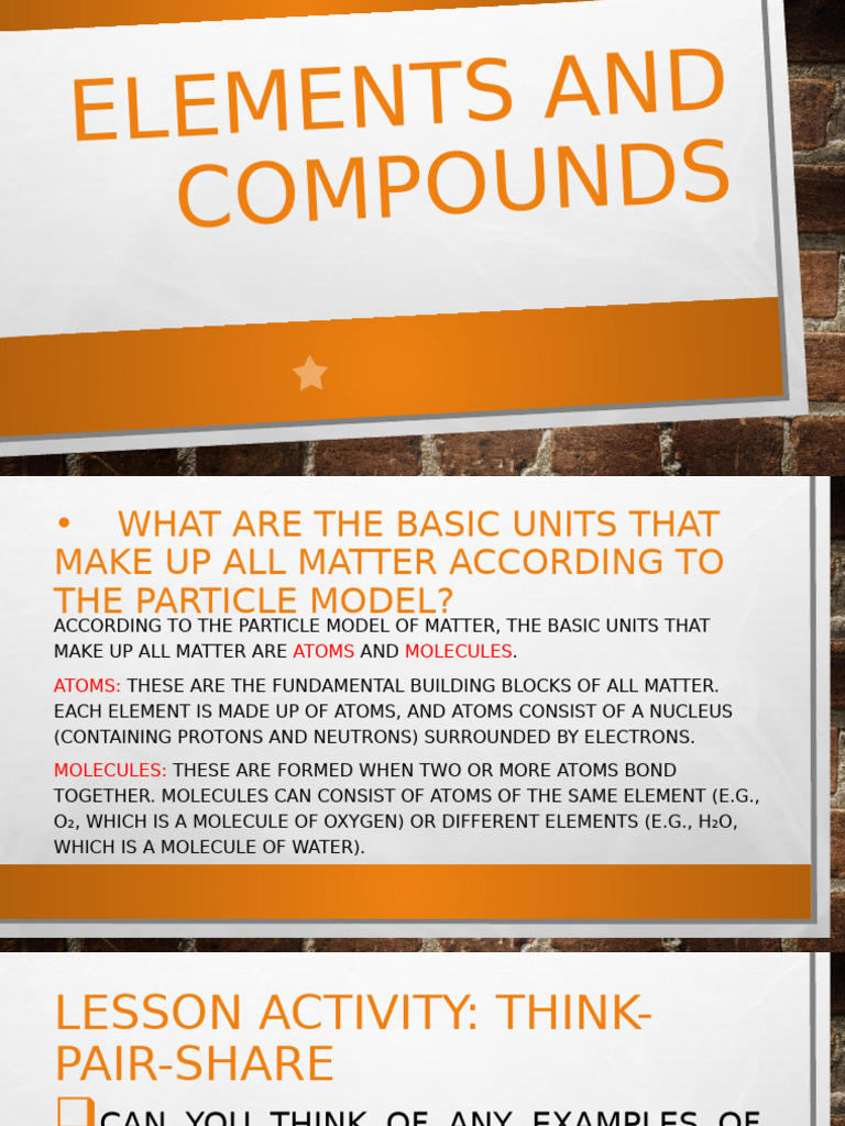 Elements and Compounds | PDF | Matter | Atoms