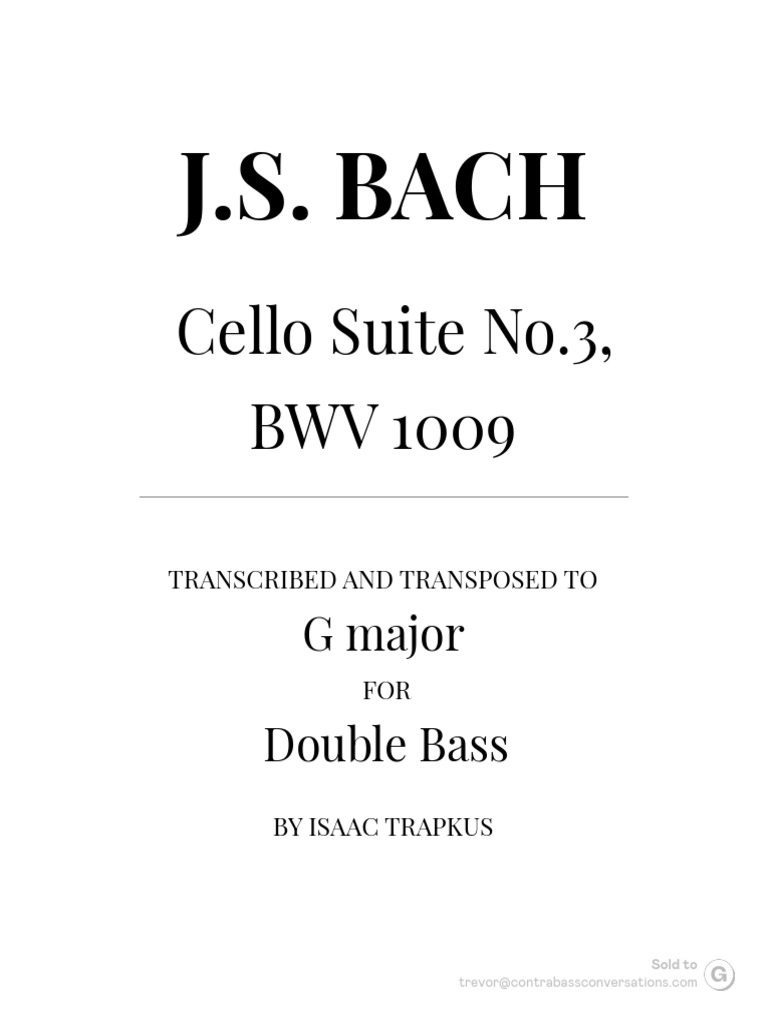 Bach Cello Suite 3 (Trapkus) | PDF | Johann Sebastian Bach | Cello