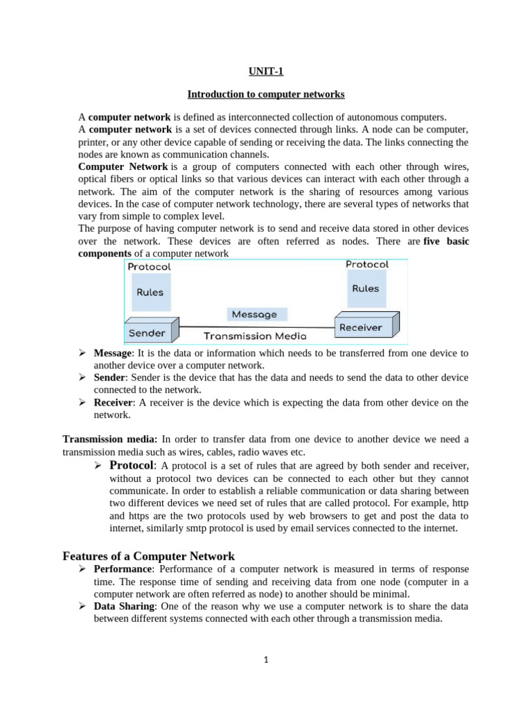 CN Unit-I Notes | PDF | Osi Model | Computer Network