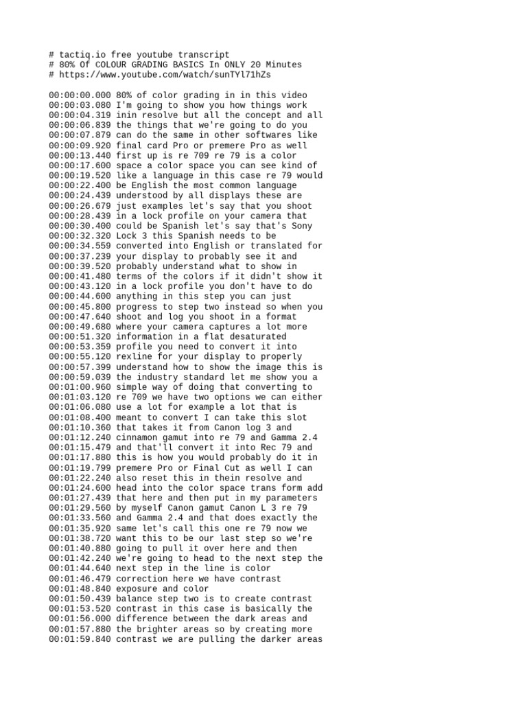 Tactiq Free Transcript sunTYl71hZs | PDF | Exposure (Photography) | Color