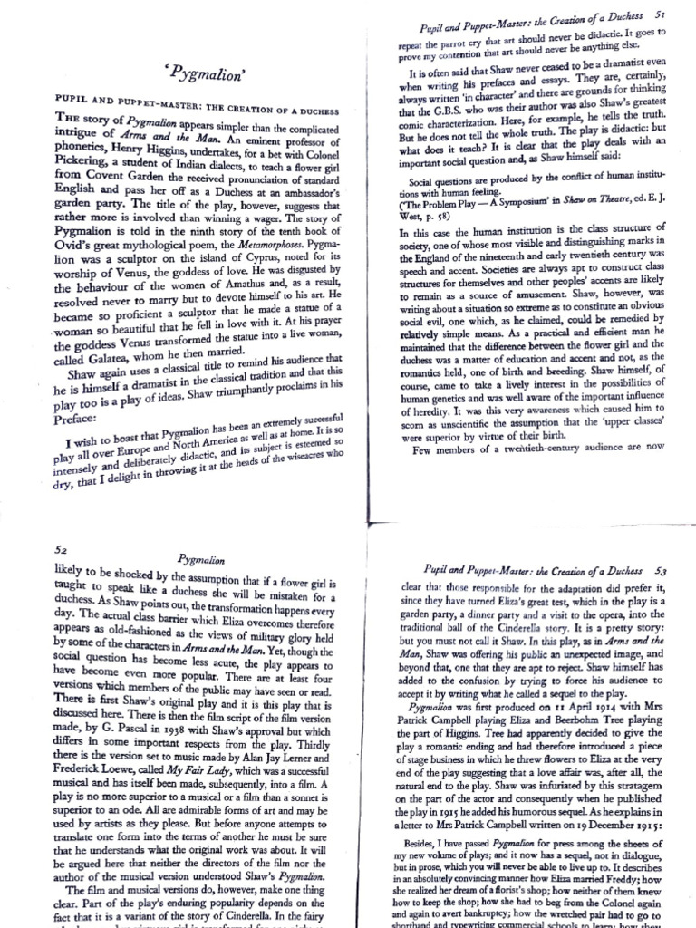 Pygmalion Nigel Alexander | PDF | Pygmalion (Play)