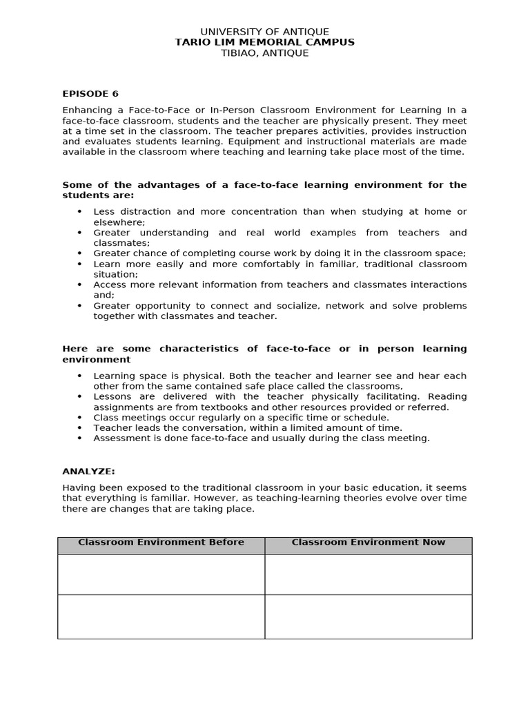 Enhancing Face-to-Face Learning Environment | PDF