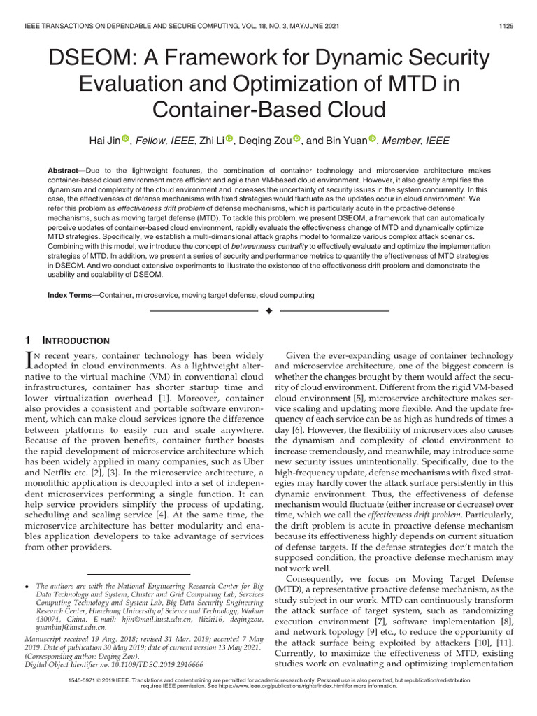 DSEOM_A_Framework_for_Dynamic_Security_Evaluation_and_Optimization_of_MTD_in_Container-Based ...