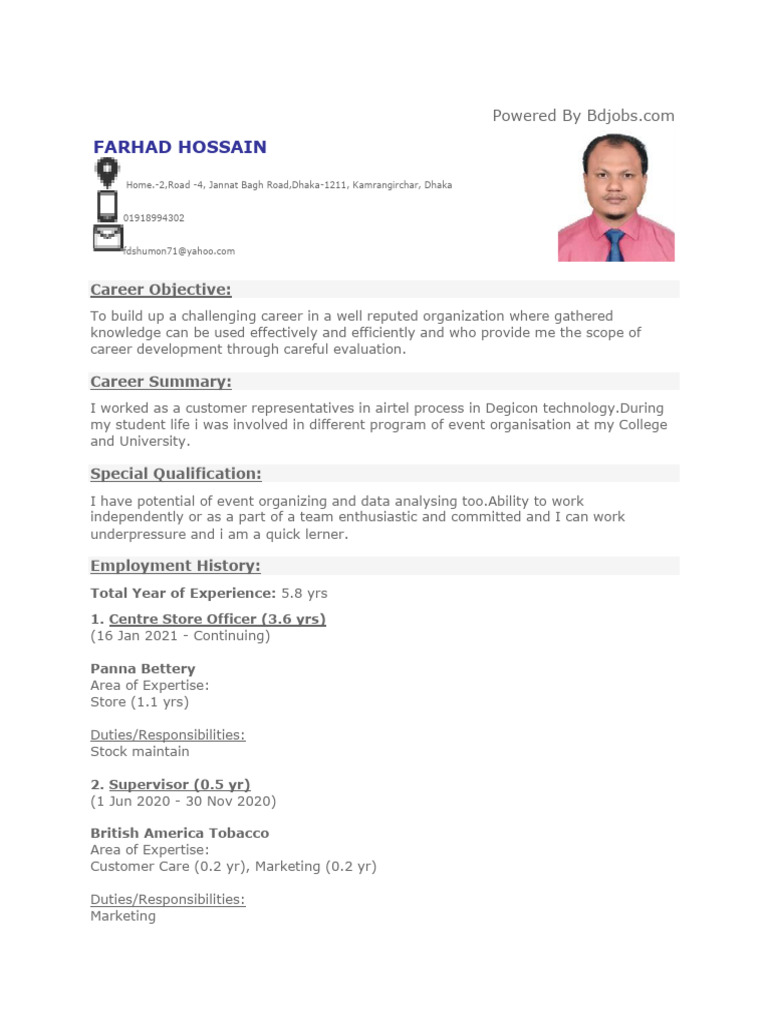 Farhad_Hossain_CV | PDF