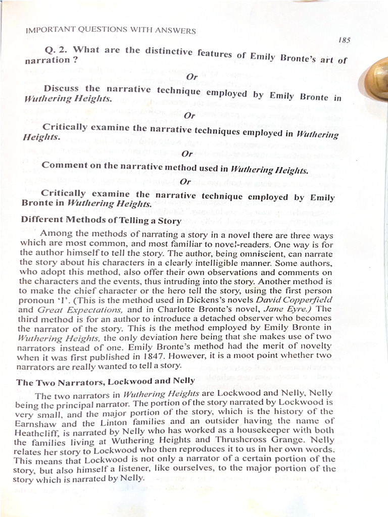 Wuthering Heights Narrative Technique | PDF