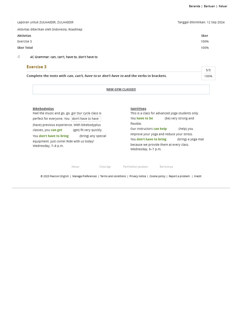 Exercise 3 – Mode_ laporan – Unit 4 _ 4C Grammar_ can, can't, have to, don't have to – 210_A2P ...
