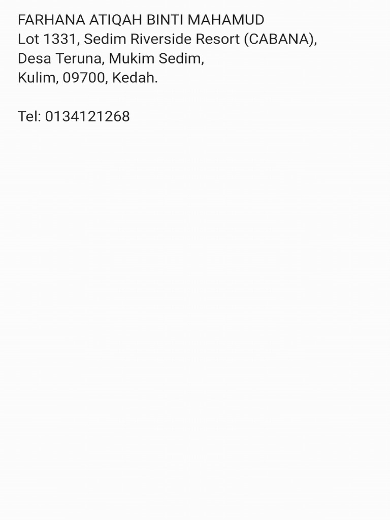 Alamat Sedim Nama Ana | PDF