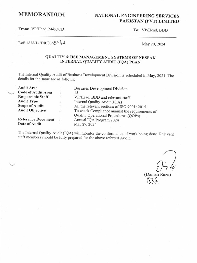 BDD IQA Plan May 20, 2024001 | PDF