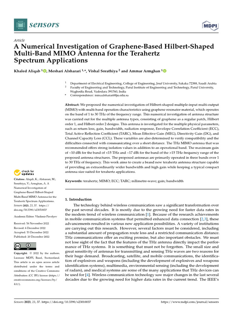 Graphene-Based Hilbert-Shaped Multi-Band MIMO Antenna | PDF | Antenna ...